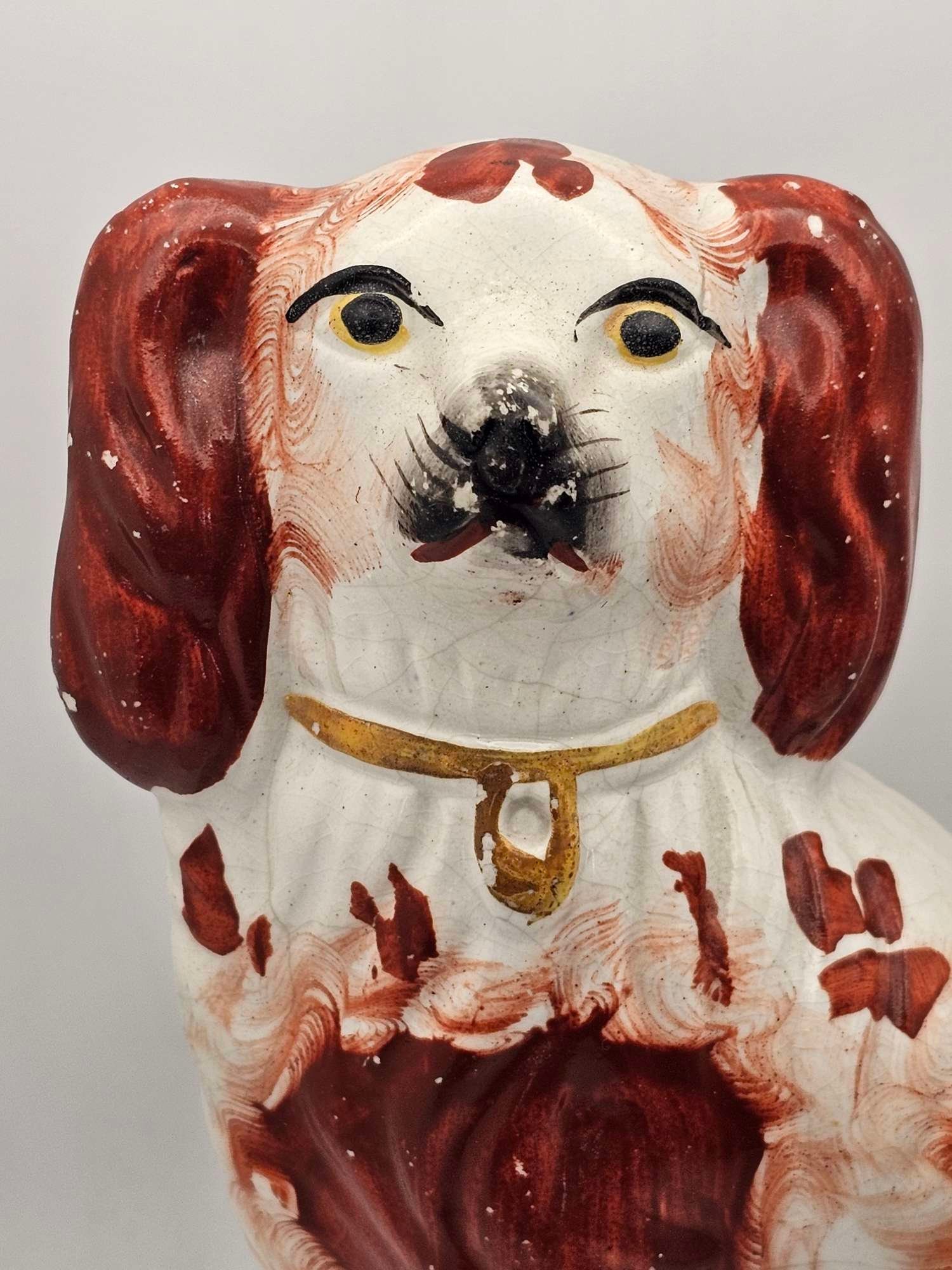 Antique Staffordshire Russet Spaniel Dog * 19th Century Victorian King ...