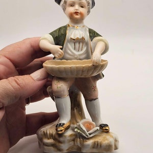 Vintage Ceramic Boy Figurine With Basket | Porcelain Country Decor - Etsy