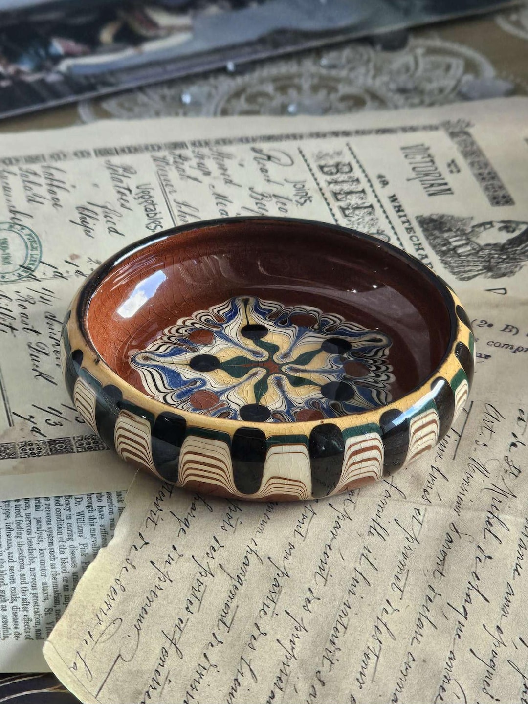 Miniature BULGARIAN TROYAN REDWARE Trinket Dish! * Tiny * Collectible ...