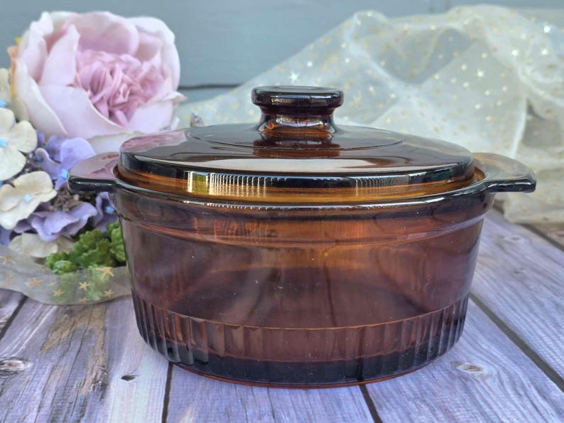 Vintage Anchor Hocking Fire-king 1436 Harvest Amber Round Casserole 1 ...