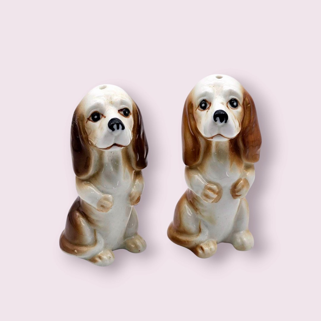 Vintage Dog Salt & Pepper Shakers * FINE BONE CHINA * Super Cute and ...