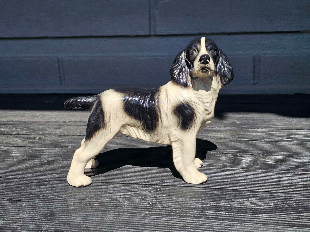Vintage COOPERCRAFT SPANIEL Figurine * Spaniel Figure LARGE Black ...