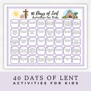 40 Days of Lent Countdown Calendar, Kids Lenten Activities, Christian ...