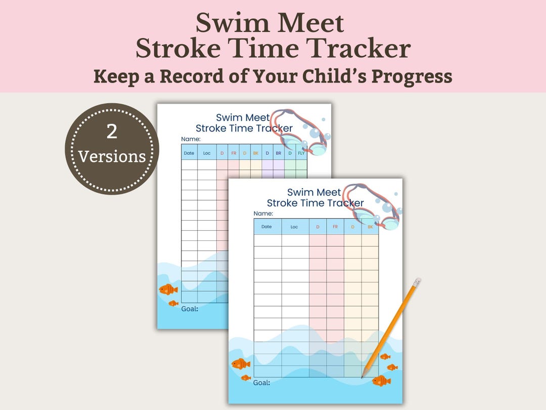 Swim Meet Stroke Time Tracker for Kids, Swim Time Tracker for Beginners ...