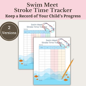 Swim Meet Stroke Time Tracker for Kids, Swim Time Tracker for Beginners ...