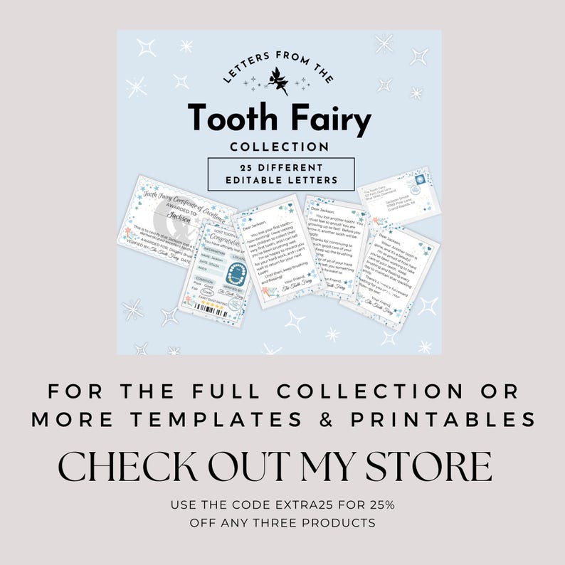 Editable Tooth Fairy Apology Letter Mini Tooth Fairy Kit Printable Set ...
