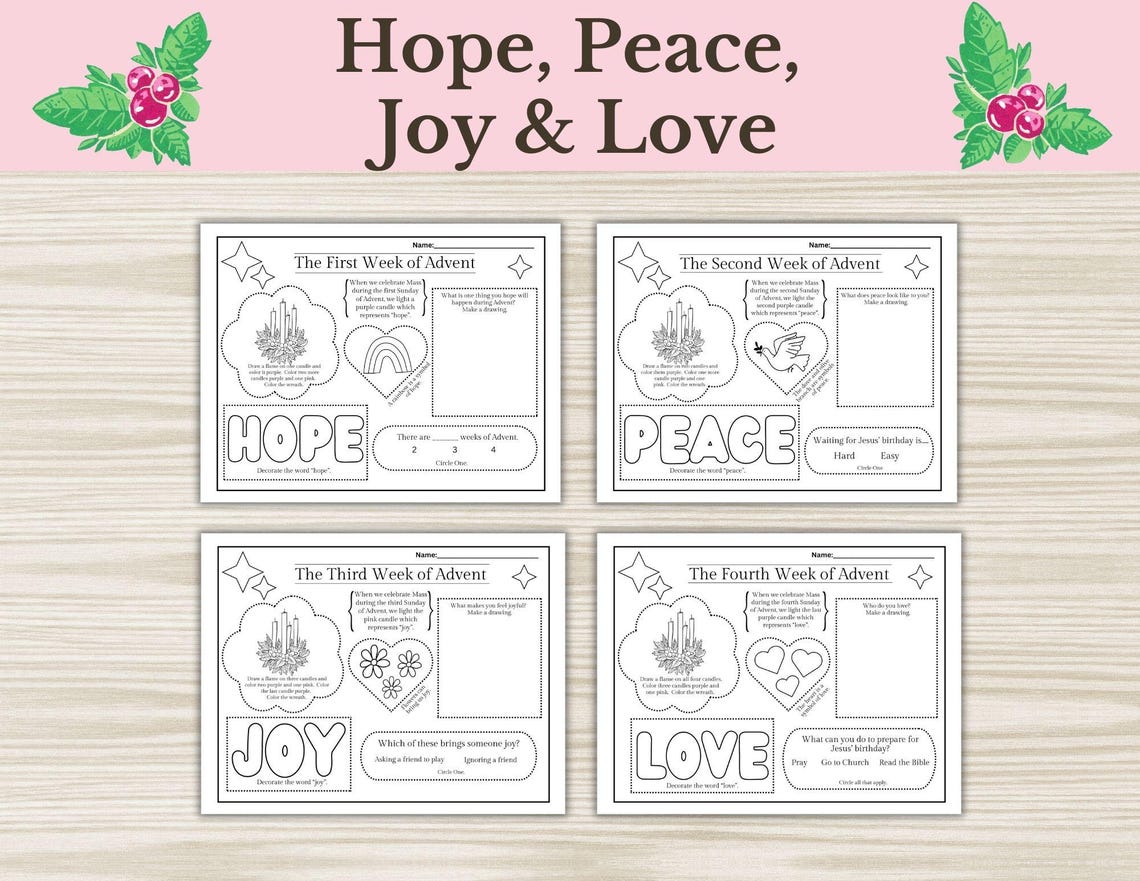 Advent Printable, Advent Worksheets, Kids Advent Activity, Kids Advent ...