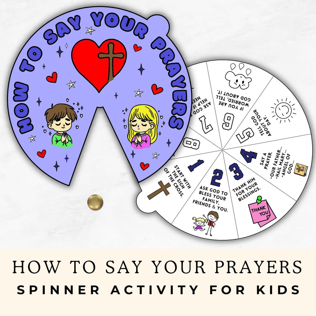 Kids Prayer Spinner Activity, Sunday School Pray Lesson, Kid Bible ...