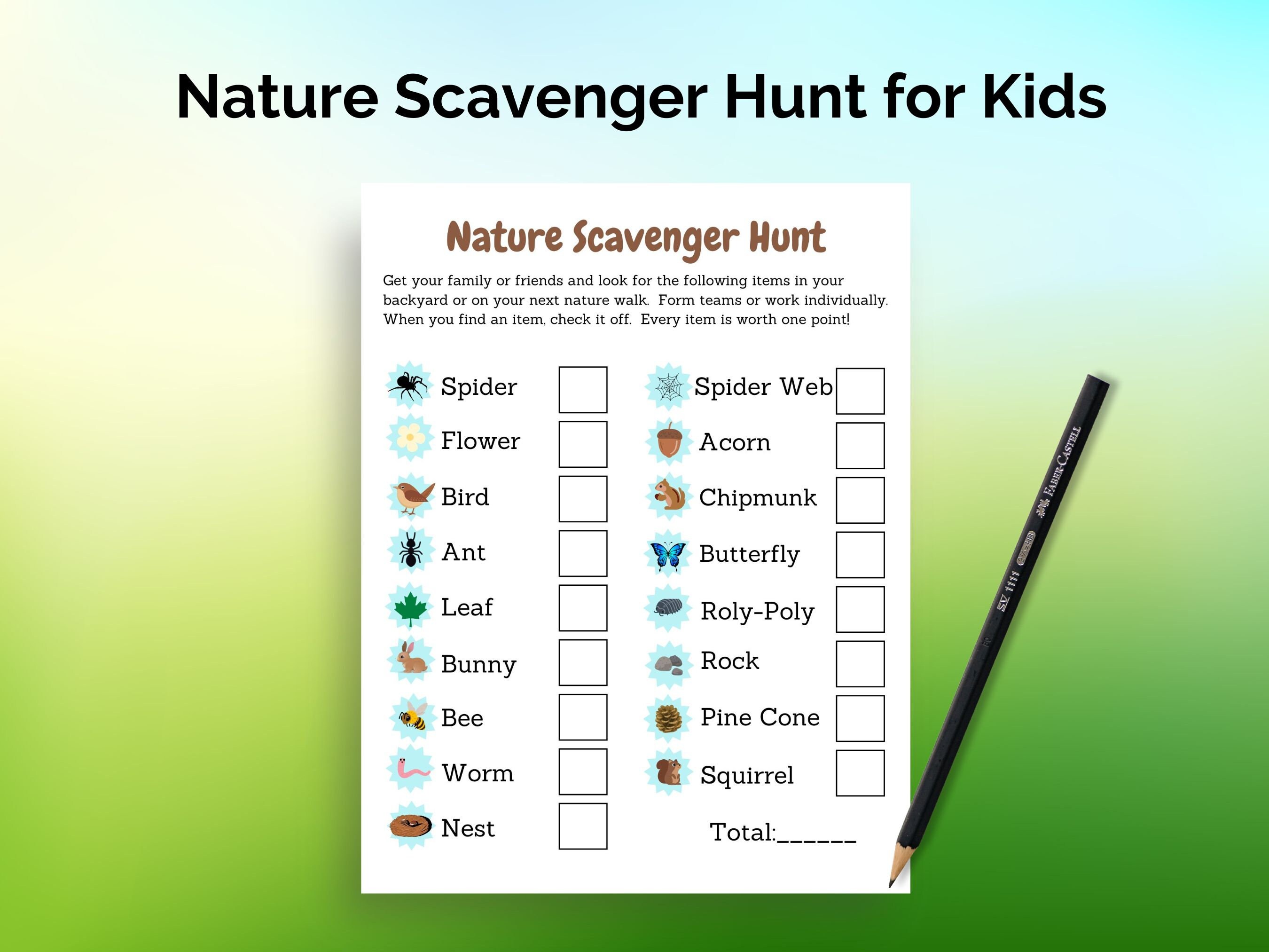 Printable Scavenger Hunt Kids Printable Bug Birthday Nature Scavenger ...