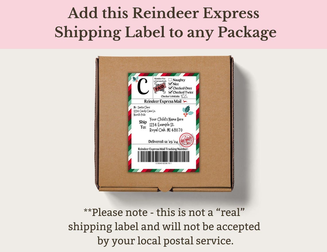 Santa Shipping Label Template, Editable North Pole Mail Label, Santa ...
