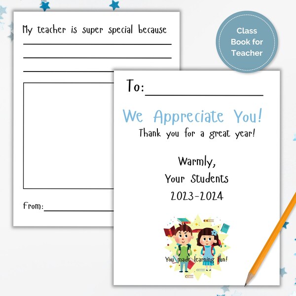 Thank You Teacher Class Book - Etsy