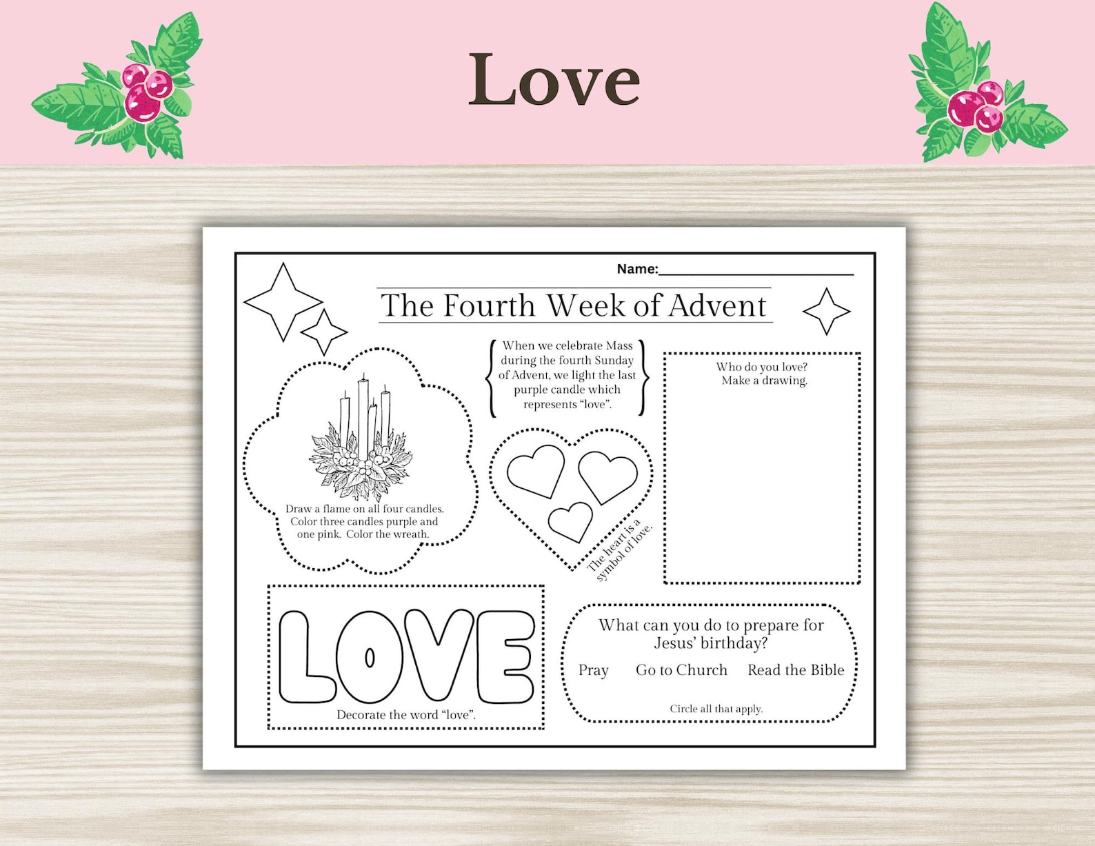 Advent Printable, Advent Worksheets, Kids Advent Activity, Kids Advent ...