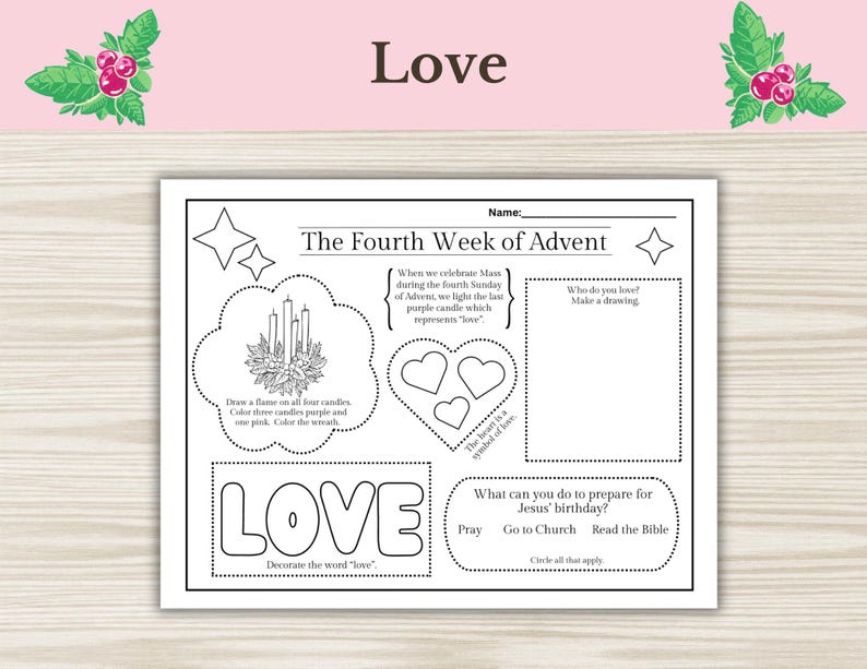 Advent Printable, Advent Worksheets, Kids Advent Activity, Kids Advent ...