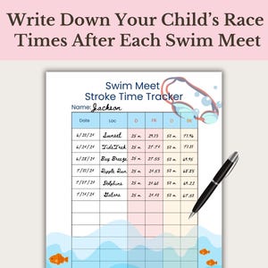 Swim Meet Stroke Time Tracker for Kids, Swim Time Tracker for Beginners ...