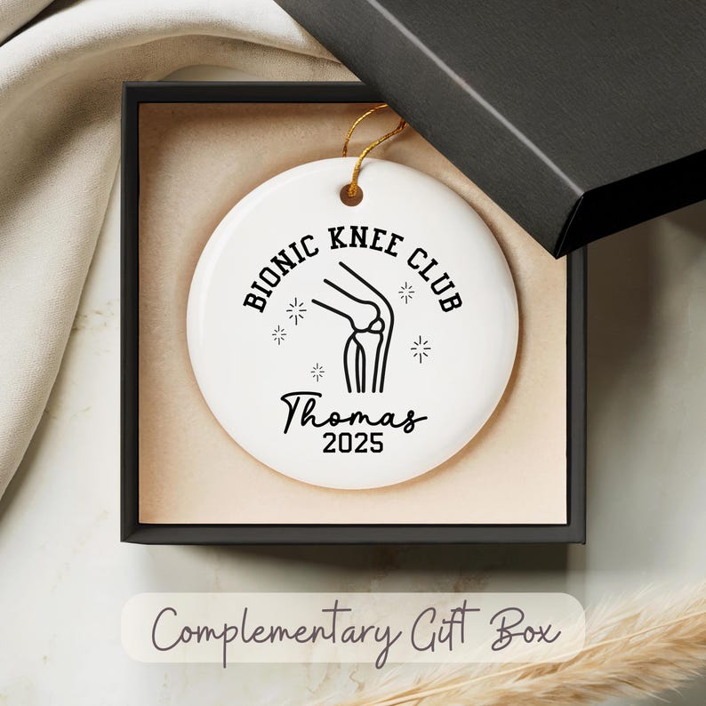Knee Surgery Ornament, Bionic Knee Club Ornament, Personalized Recovery ...