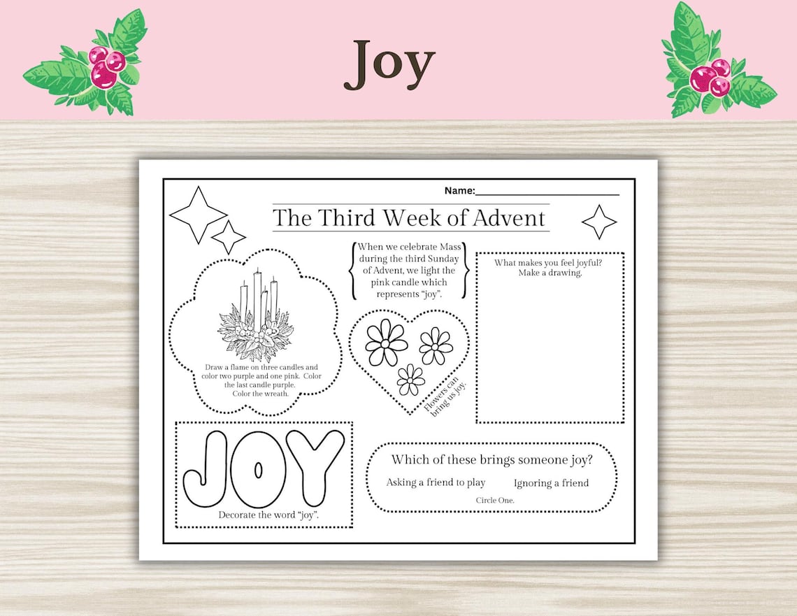 Advent Printable, Advent Worksheets, Kids Advent Activity, Kids Advent ...