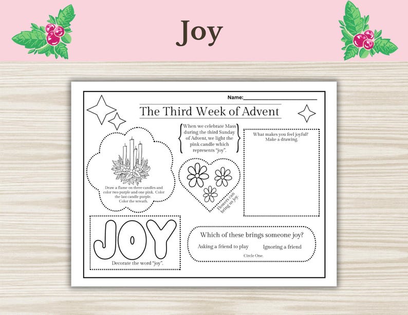 Advent Printable, Advent Worksheets, Kids Advent Activity, Kids Advent ...