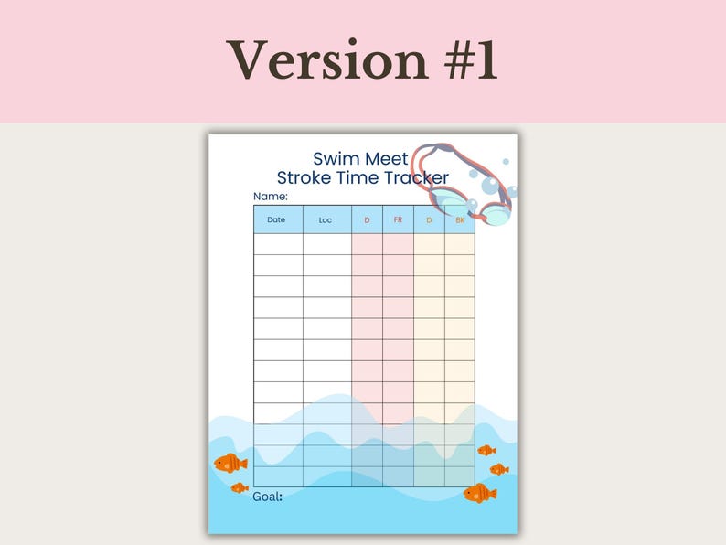 Swim Meet Stroke Time Tracker for Kids, Swim Time Tracker for Beginners ...