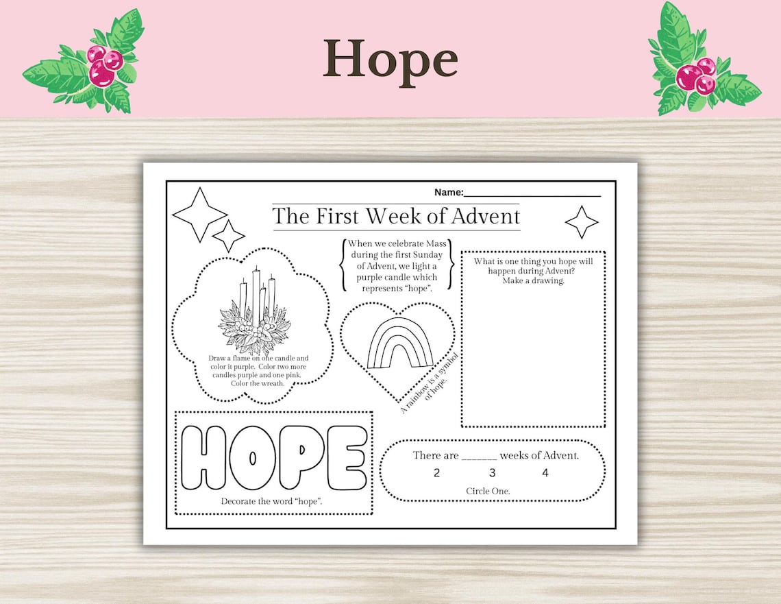 Advent Printable, Advent Worksheets, Kids Advent Activity, Kids Advent ...