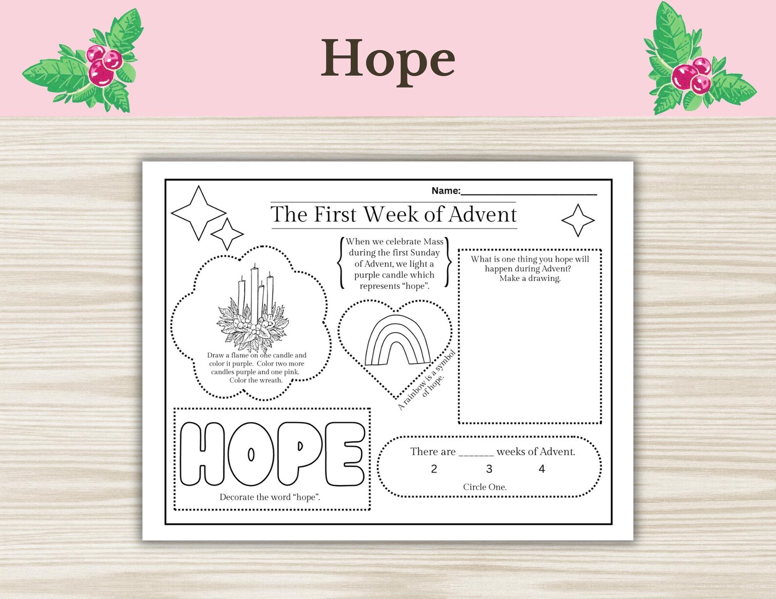 Advent Printable, Advent Worksheets, Kids Advent Activity, Kids Advent ...