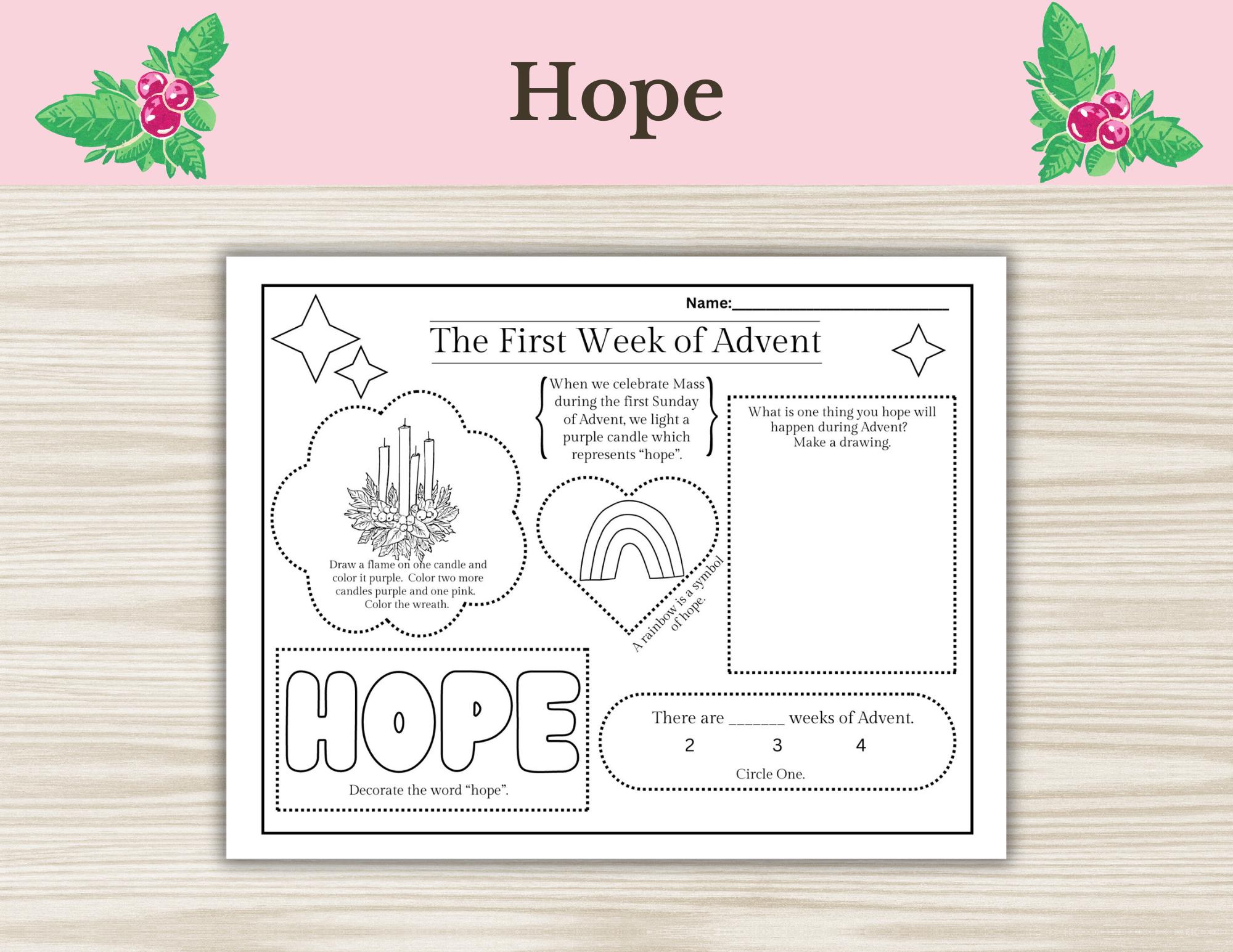 Advent Printable, Advent Worksheets, Kids Advent Activity, Kids Advent ...