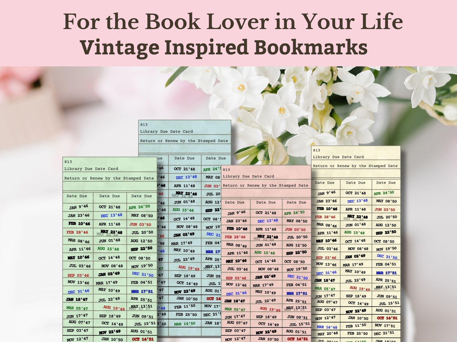 Library Due Date Bookmark, Vintage Library Due Date Card, Vintage ...