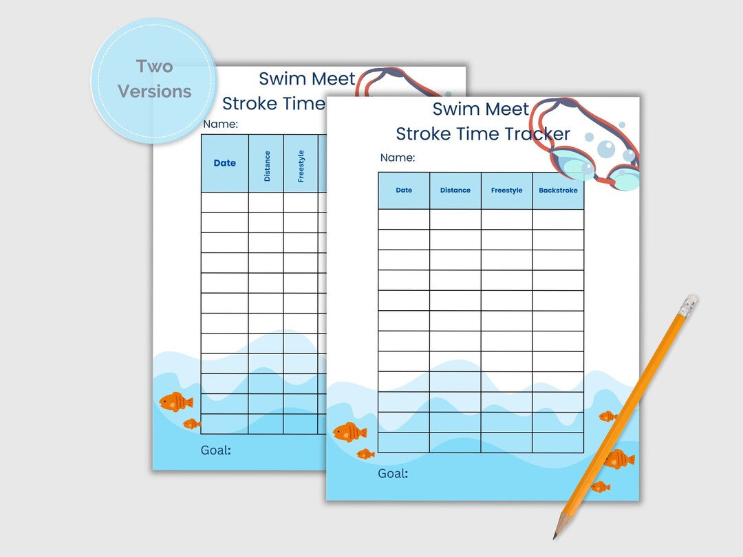 Swim Meet Stroke Time Tracker for Kids, Swim Time Tracker for Beginners ...