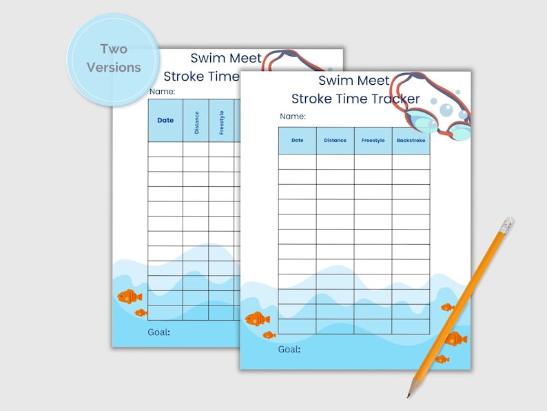 Swim Meet Stroke Time Tracker for Kids, Swim Time Tracker for Beginners ...