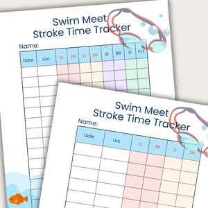 Swim Meet Stroke Time Tracker for Kids, Swim Time Tracker for Beginners ...