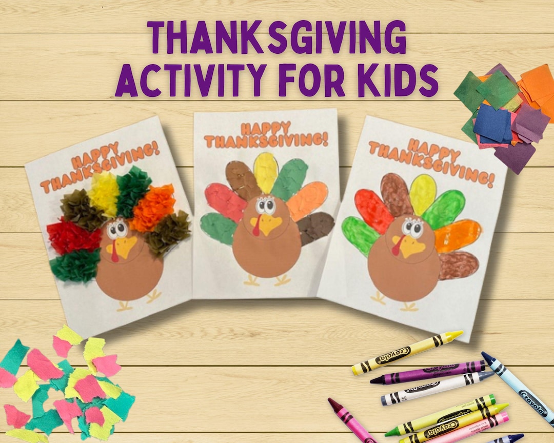 Thanksgiving Activity for Kids, Tear and Paste Activity, Tissue Paper ...