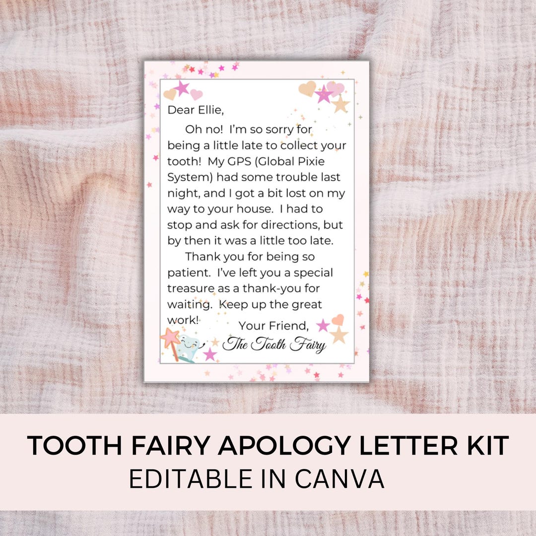 Editable Tooth Fairy Apology Letter Mini Tooth Fairy Kit Printable Set ...