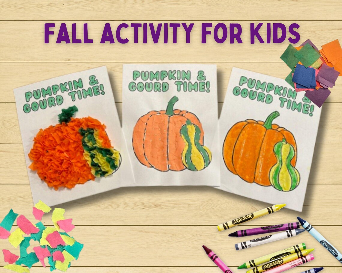 Fall Activity for Kids, Tear and Paste Activity, Tissue Paper Craft ...
