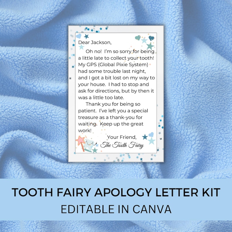 Editable Tooth Fairy Apology Letter Mini Tooth Fairy Kit Printable Set ...