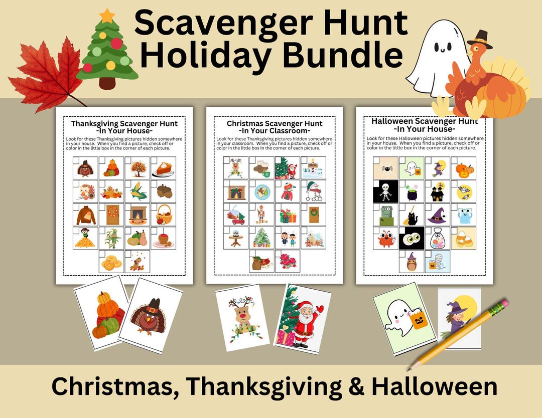 Kids Scavenger Hunt, Kids Game, Christmas Activity, Thanksgiving Game ...
