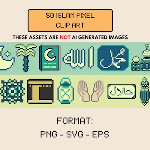No AI, Hand Drawn Cute Pixel Art | Islam Theme Pixel Art | Digital ...