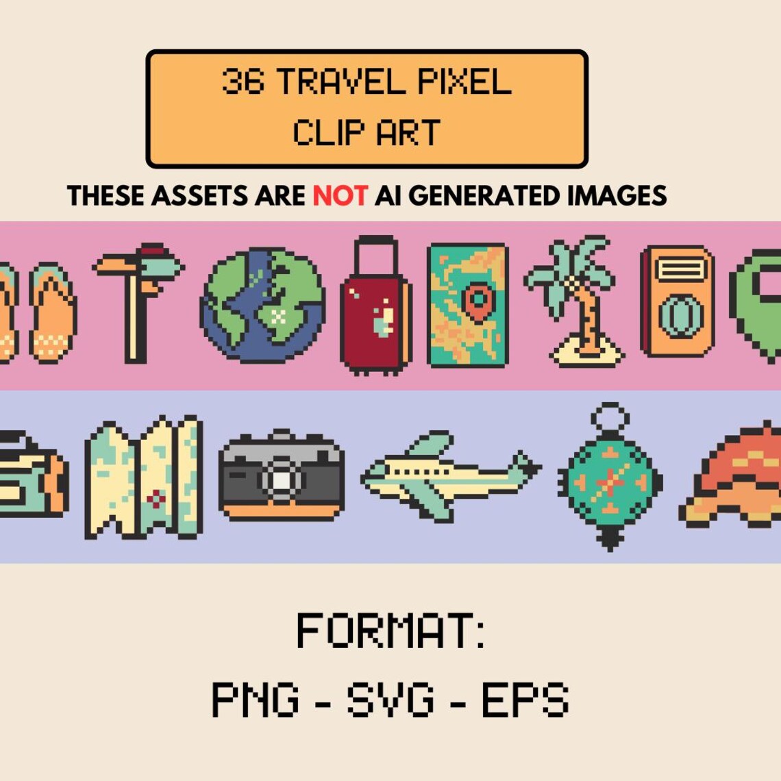 No AI, Hand Drawn Cute Pixel Art | Travel Theme Pixel Art | Digital ...