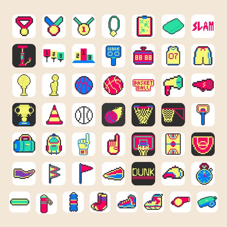 Hand Drawn Basketball Pixel Art: 50 PNG SVG EPS Files - Etsy