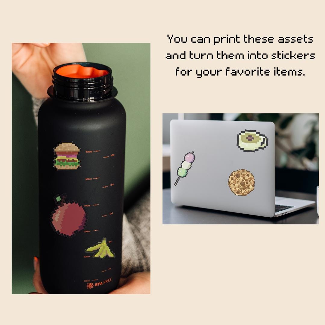 Cute Pixel Art Food Theme Pixel Art Digital Stickers Print on Demand ...