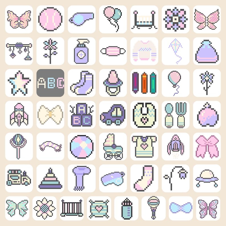 Baby Pixel Art Clip Art, Digital Stickers (EPS, SVG, PNG) - Etsy