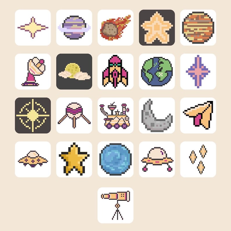 Space Pixel Art Clipart, Digital Planner Stickers (EPS, SVG, PNG) - Etsy
