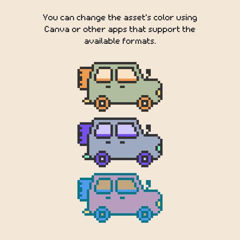 Transportation Pixel Art Clipart, Digital Planner Stickers (PNG, SVG ...