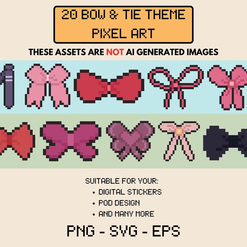 Pixel Art Bow - Etsy