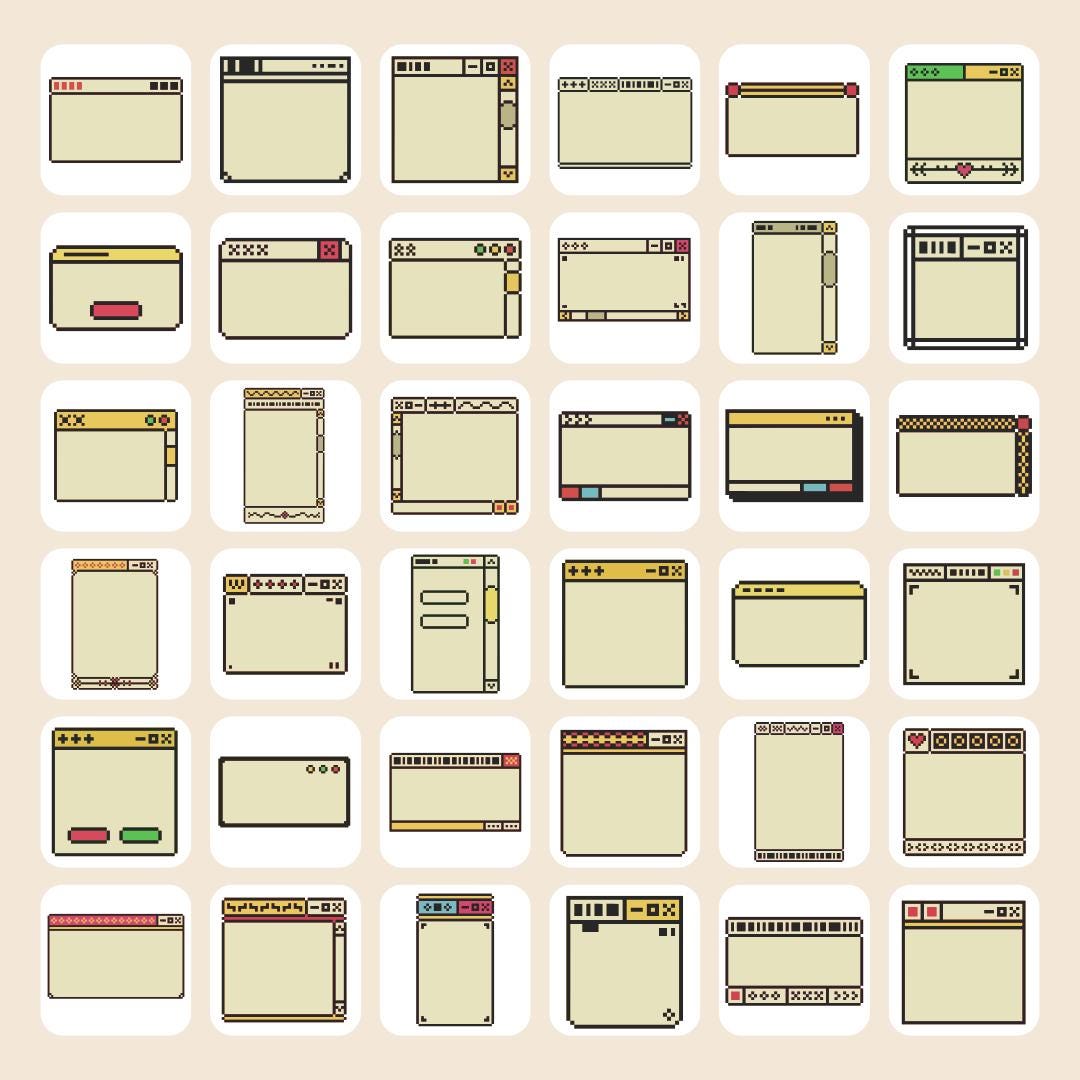 Pixel Art Bundle: Border Frames, Digital Stickers (EPS, SVG, PNG Files ...