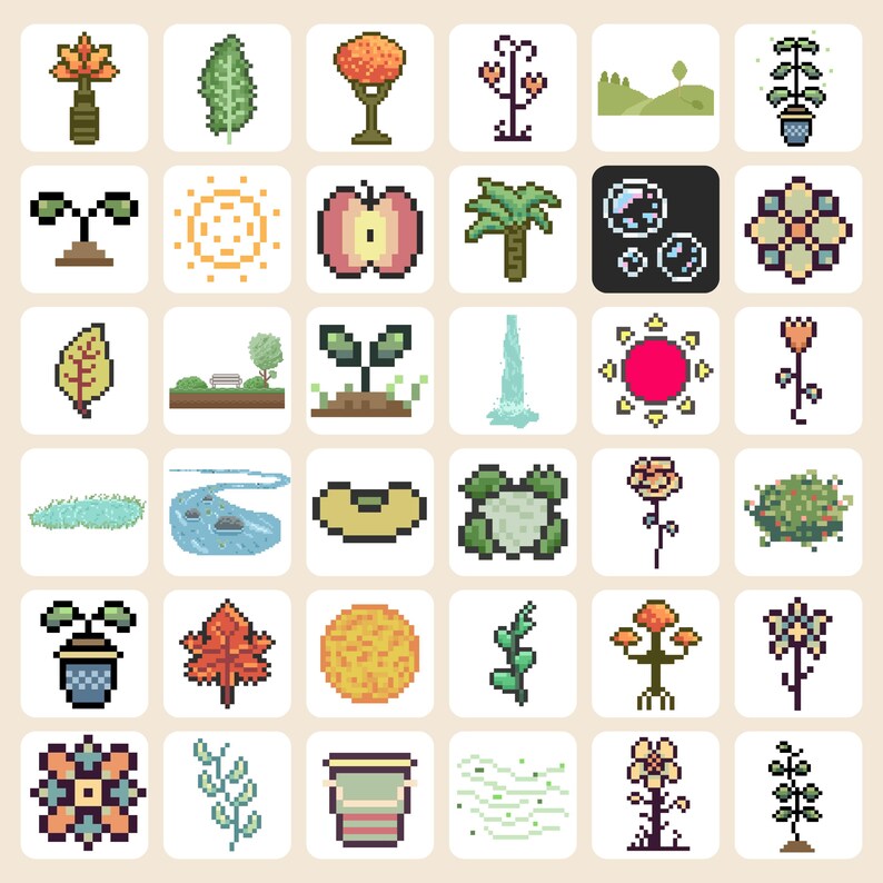 Earth Day Retro Elements Pixel Art Clip Art, Digital Stickers (EPS, SVG ...