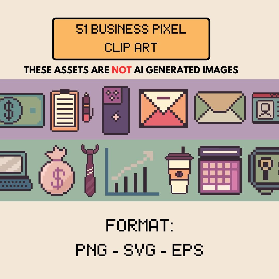 No AI, Hand Drawn Cute Pixel Art | Business Theme Pixel Art | Digital ...