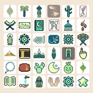 No AI, Hand Drawn Cute Pixel Art | Islam Theme Pixel Art | Digital ...
