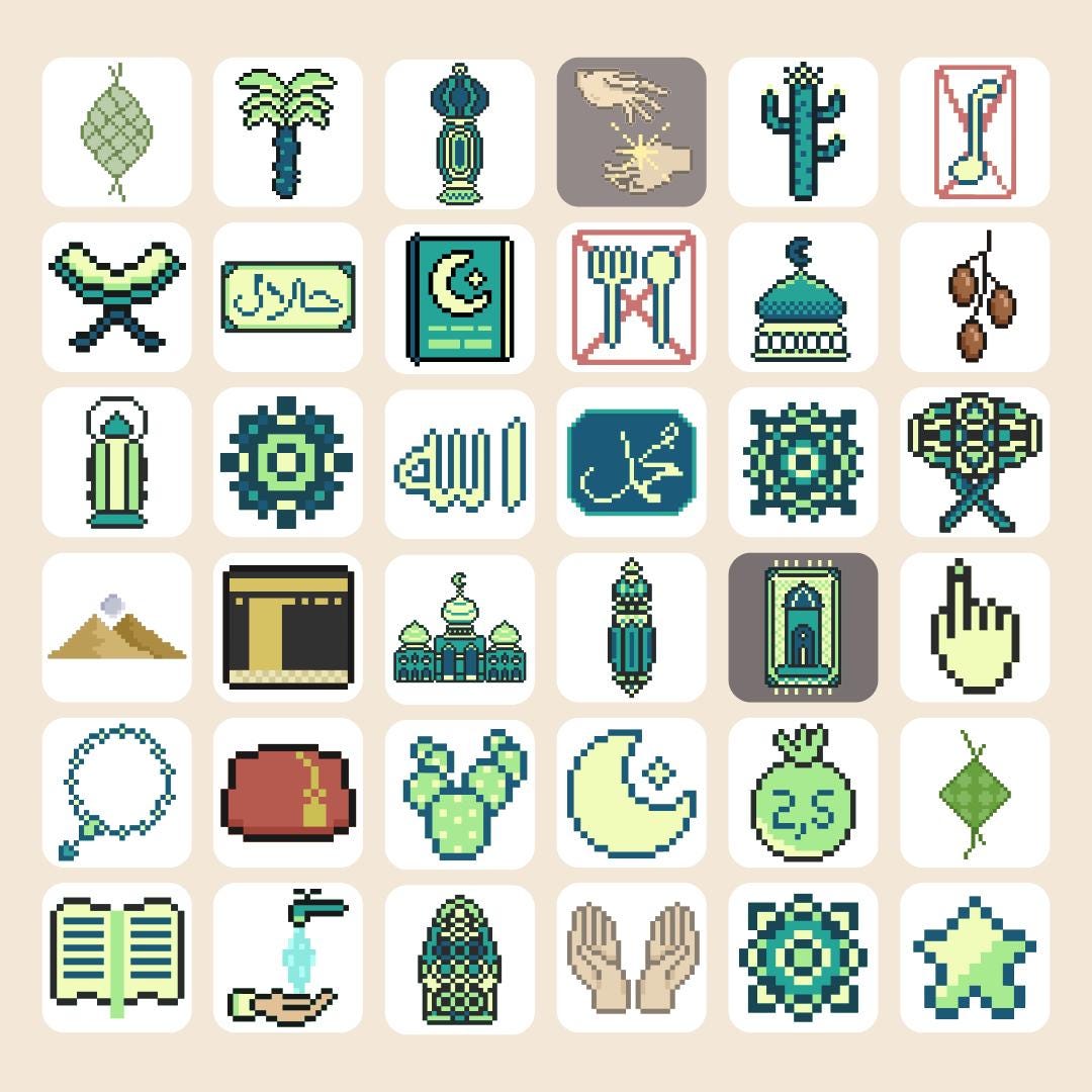 No AI, Hand Drawn Cute Pixel Art | Islam Theme Pixel Art | Digital ...