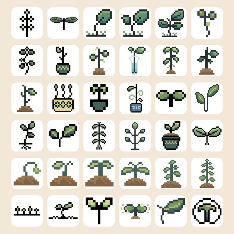No AI, Hand Drawn Cute Pixel Art | Sprout Theme Pixel Art | Digital ...