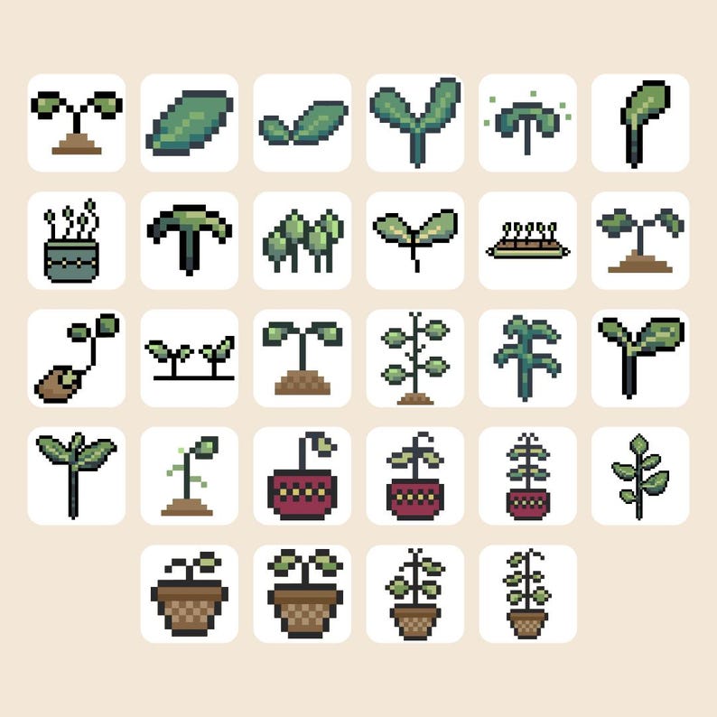 No AI, Hand Drawn Cute Pixel Art | Sprout Theme Pixel Art | Digital ...