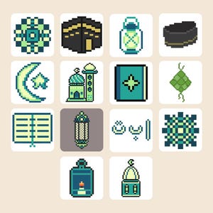 No AI, Hand Drawn Cute Pixel Art | Islam Theme Pixel Art | Digital ...